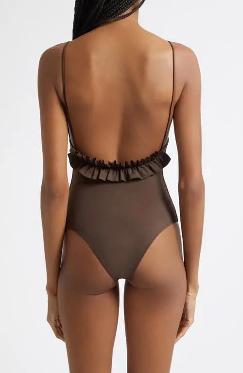 Jacquemus The Cabana Ruffle One-piece Swimsuit - Brown