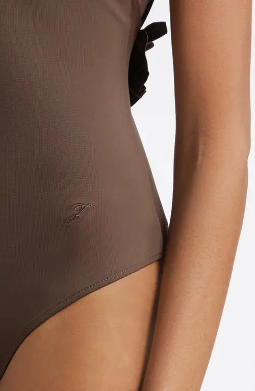 Jacquemus The Cabana Ruffle One-piece Swimsuit - Brown