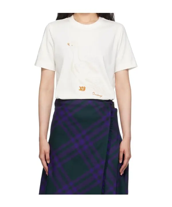 Burberry Duck Detailed Crewneck T-shirt - Chalk Color