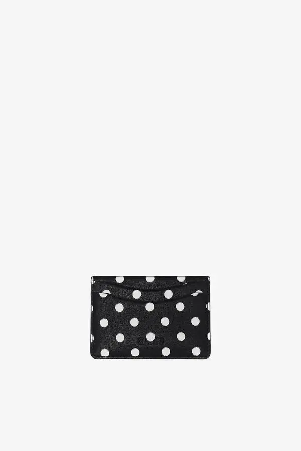 GANNI Bou Card Holder With Dots - Black