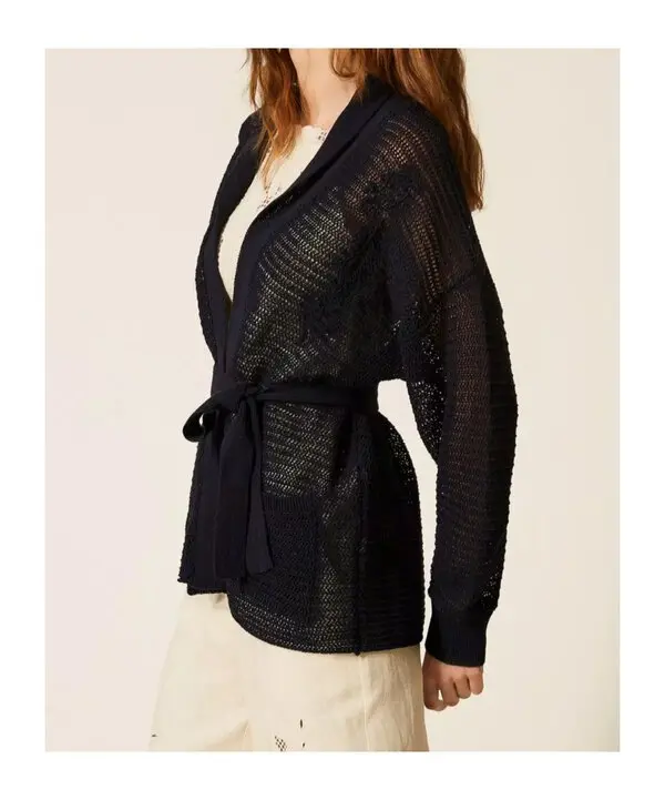 TWINSET Belted Open-knit Cardigan