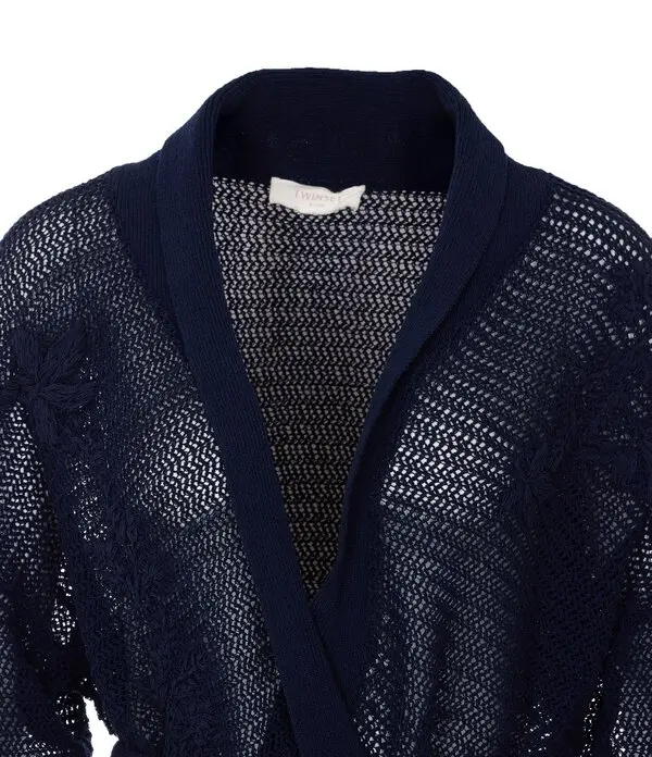 TWINSET Belted Open-knit Cardigan
