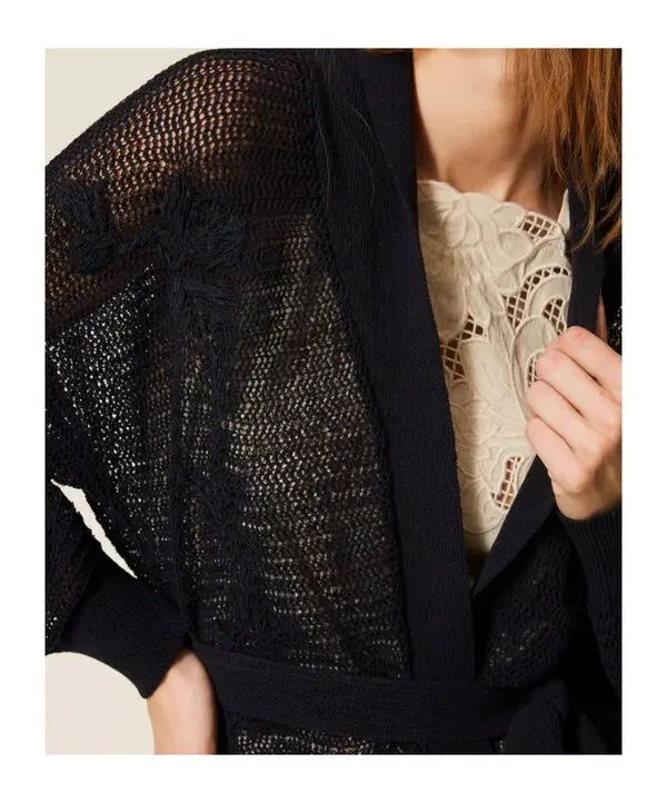 TWINSET Belted Open-knit Cardigan