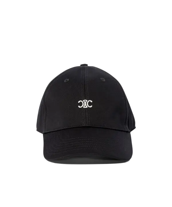 Celine Triomphe Baseball Cap In Cotton - Black