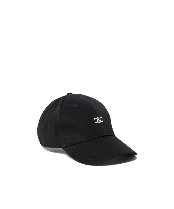 Celine Triomphe Baseball Cap In Cotton - Black