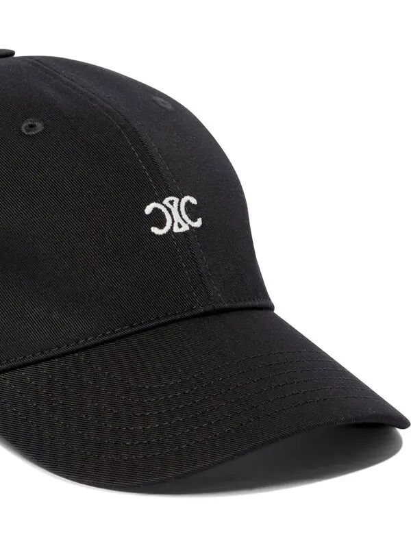 Celine Triomphe Baseball Cap In Cotton - Black