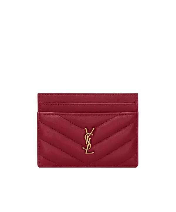 Saint Laurent Cassandre Card Case In Lambskin - Deep Red