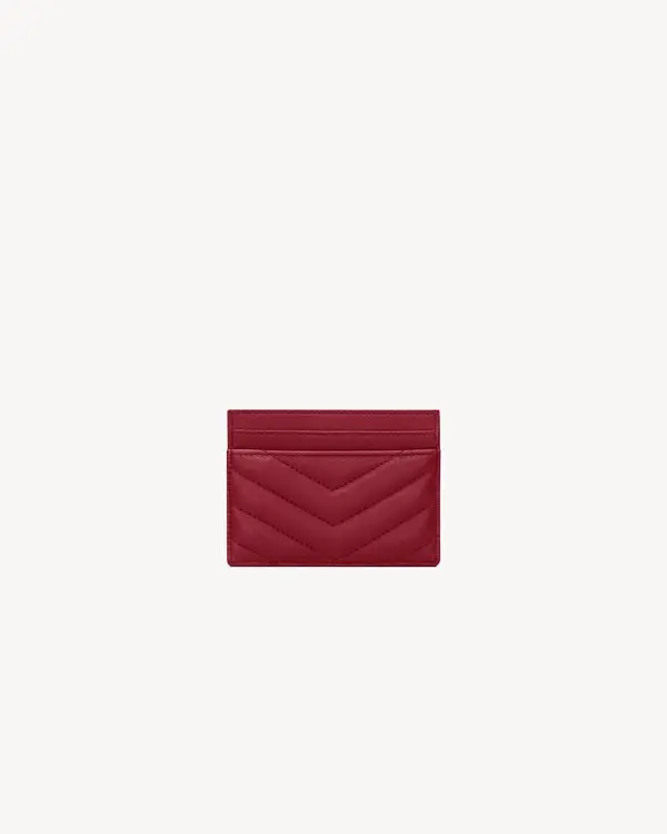 Saint Laurent Cassandre Card Case In Lambskin - Deep Red