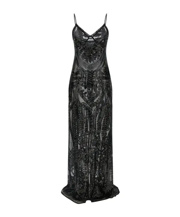 Norma Kamali Sequined Gown - Black