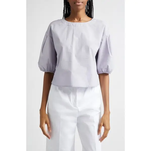 Giorgio Armani Popeline Boxy Cotton Top - Lilac