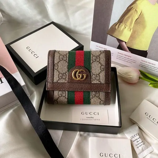 Gucci Ophidia Gg Card Case Wallet - Green