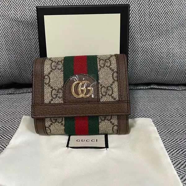 Gucci Ophidia Gg Card Case Wallet - Green