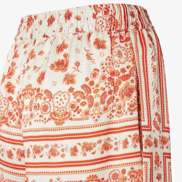 Fendi Coral Bandana Printed Silk Jacquard Crêpe Wide-leg Trousers