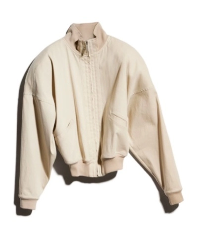 Gucci Poplin Zip-up Jacket With High Neck And Rib Trim - Light Beige