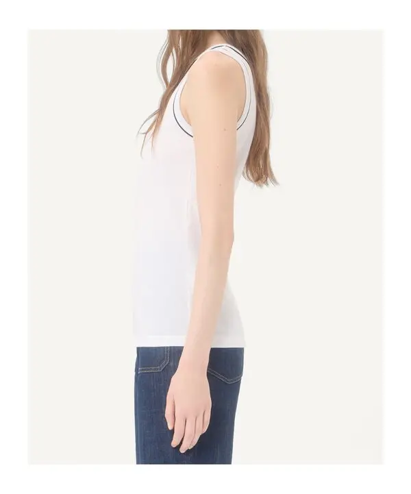 Valentino Garavani Sleeveless Cotton Jersey Top With V Logo Detail