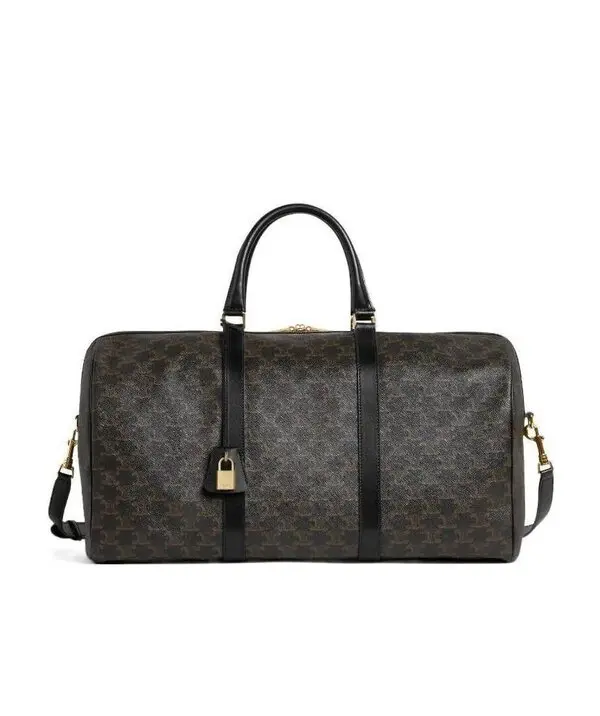 Celine Triomphe Canvas And Calfskin Big Travel Bag - Black