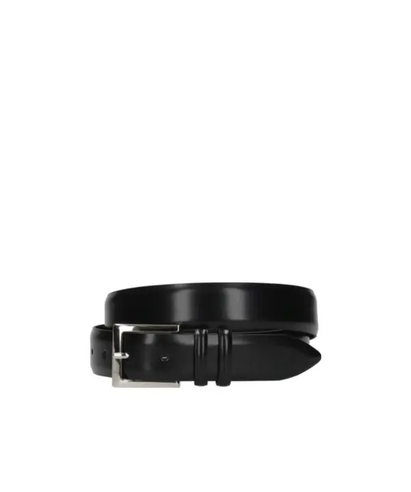 ORTIGNI Classic Square Buckle Leather Belt - Black