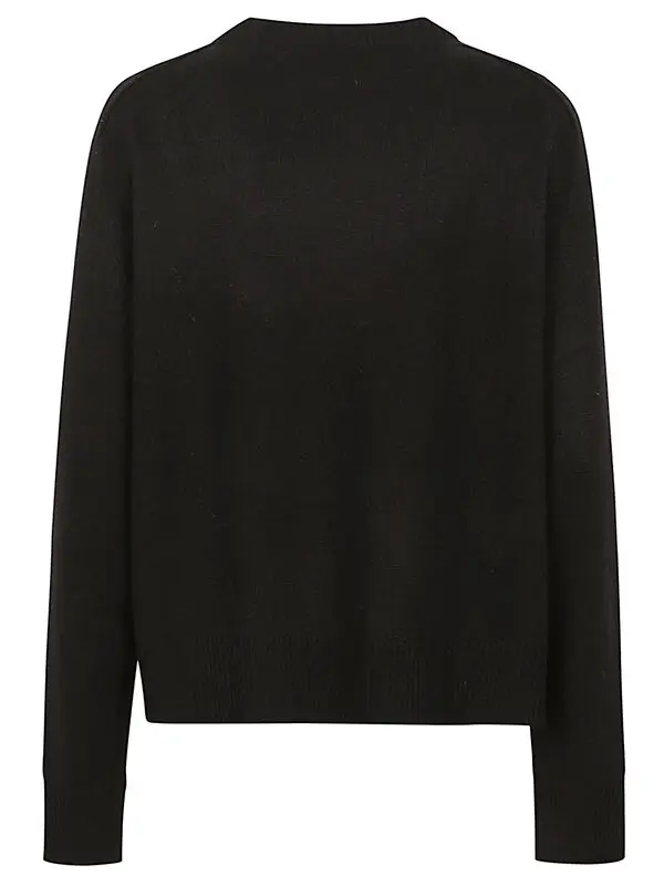 Soft Goat Boyfriend Crew-neck Knitwear - Black