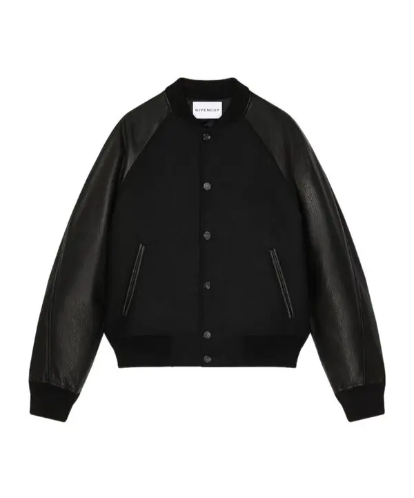 Givenchy Reverse Logo Wool Bomber Jacket - Black