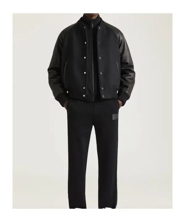 Givenchy Reverse Logo Wool Bomber Jacket - Black