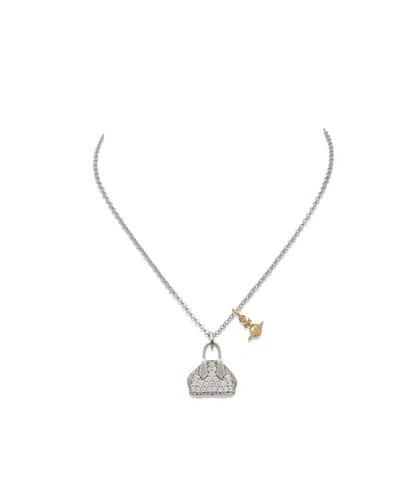 VIVIENNE WESTWOOD Yasmine Pendant Necklace With Crystal Embellishments - Platinum/gold/white Cubic Zirconia