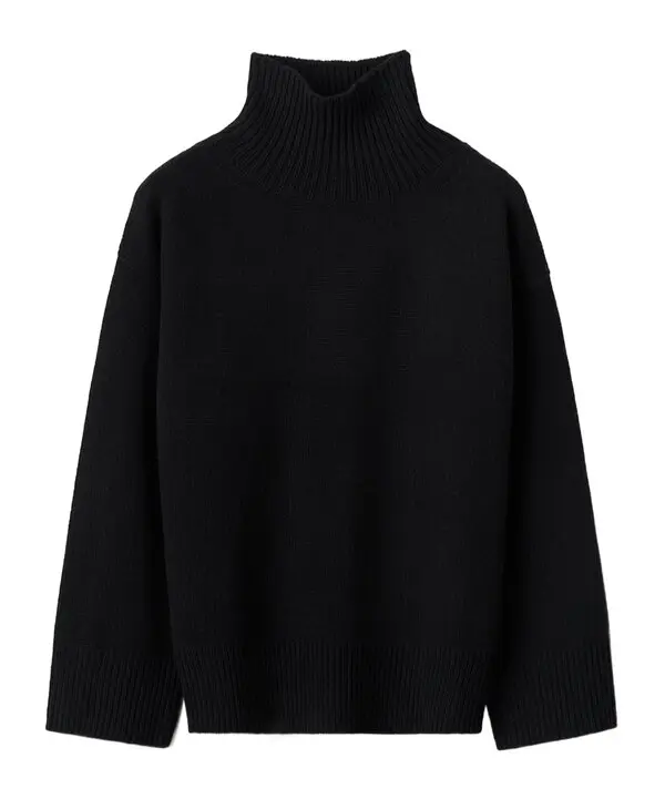 Soft Goat Turtleneck Sweater - Black