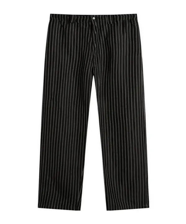 WILLY CHAVARRIA Toluca Striped Wide-leg Trousers - Black
