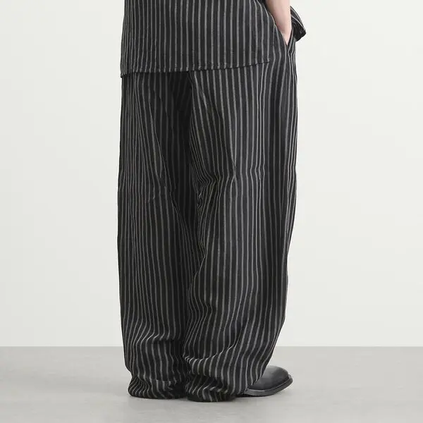 WILLY CHAVARRIA Toluca Striped Wide-leg Trousers - Black