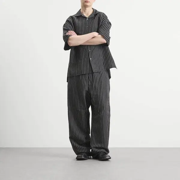 WILLY CHAVARRIA Toluca Striped Wide-leg Trousers - Black