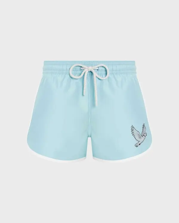 Vilebrequin X 3.paradis Dove Embroidered Swim Shorts - Blue