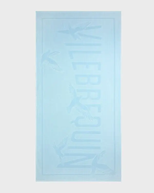Vilebrequin Organic Cotton Beach Towel Doves X 3.paradis Towel Sand - Blue