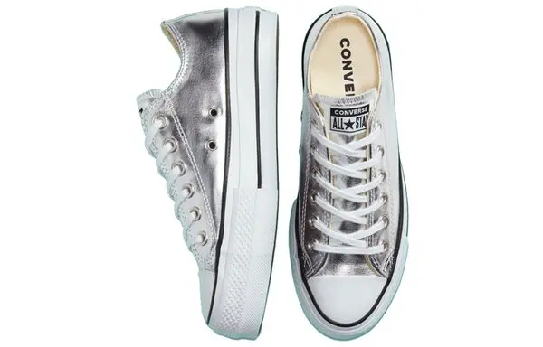 CONVERSE Chuck Taylor All Star Lift Ox Sneakers - Silver/white