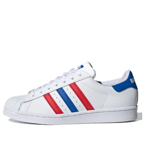 Adidas Superstar Sneakers With Red And Blue Stripes - White