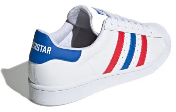 Adidas Superstar Sneakers With Red And Blue Stripes - White