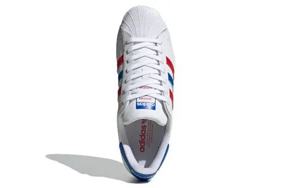 Adidas Superstar Sneakers With Red And Blue Stripes - White