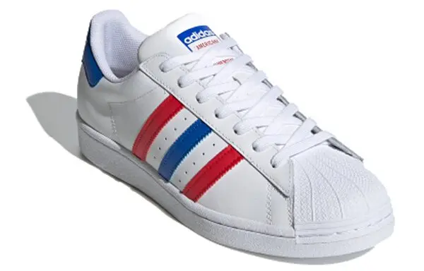 Adidas Superstar Sneakers With Red And Blue Stripes
