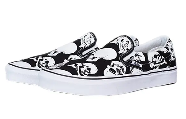 VANS Slip-on Skull Print Casual Sneakers - Black
