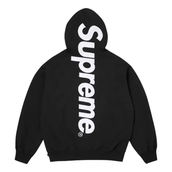 Supreme Satin Appliqué Hooded Sweatshirt - Black