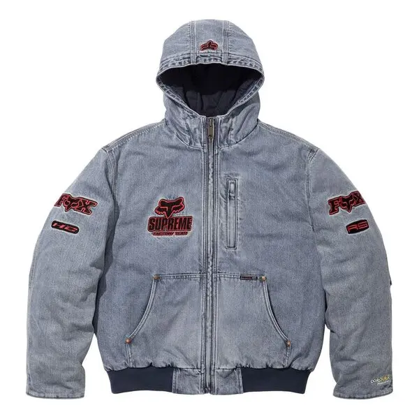 Supreme X Fox Racing Hooded Work Jacket - Denim