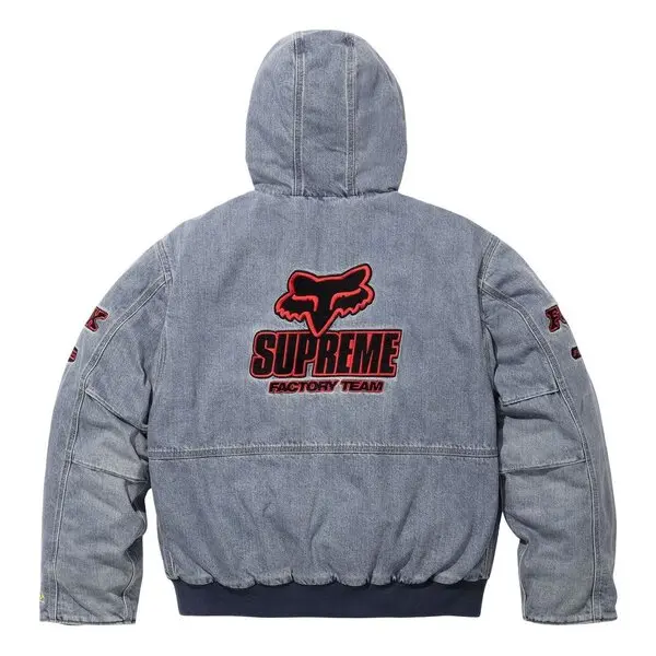 Supreme X Fox Racing Hooded Work Jacket - Denim