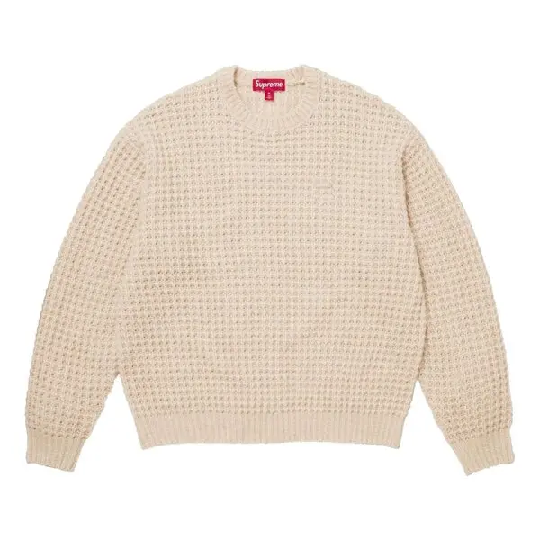 Supreme Small Box Waffle Sweater - Natural