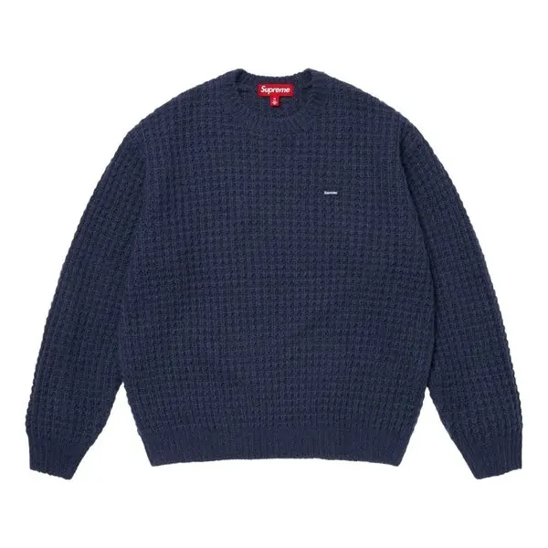 Supreme Small Box Waffle Sweater - Navy
