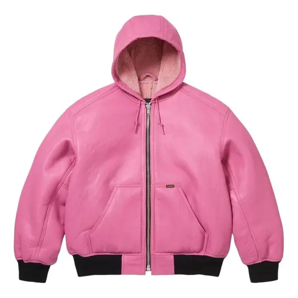 Supreme X Schott Shearling Hooded Work Jacket - Pink