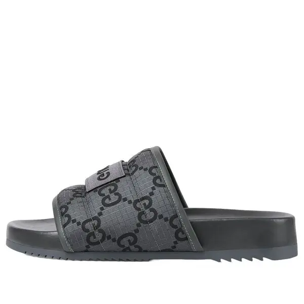 Gucci Gg Monogram Slide Sandal - Grey/black