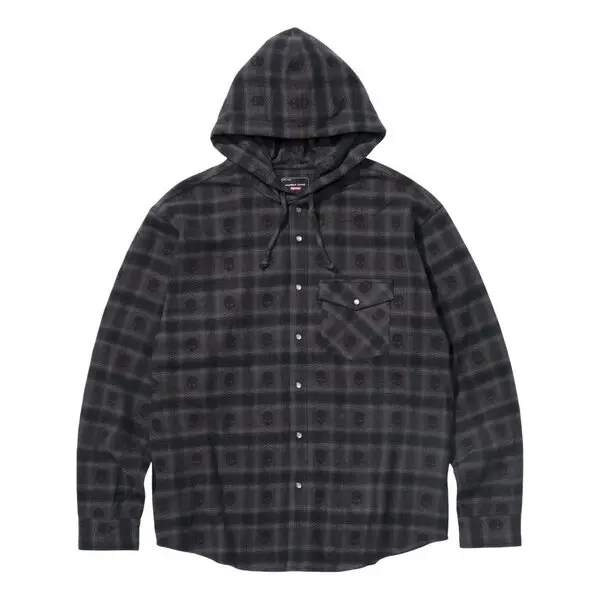 Supreme Fw25 X Number Ine Hooded Flannel Shirt - Black