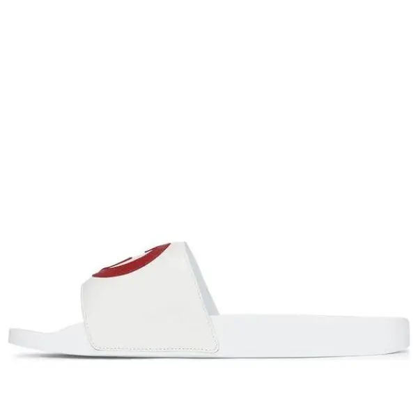 Gucci Gg Pattern Leather Slide Slipper - White/red