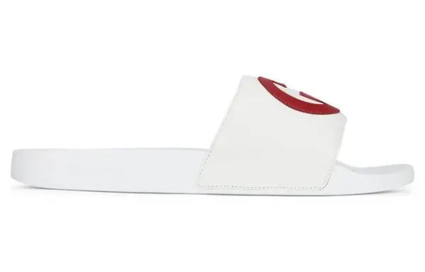 Gucci Gg Pattern Leather Slide Slipper - White/red
