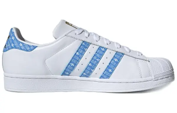 Adidas Superstar Low Top Sneakers With Blue Logo Print