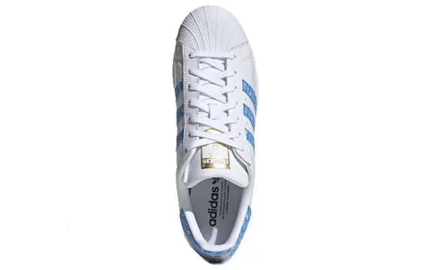 Adidas Superstar Low Top Sneakers With Blue Logo Print