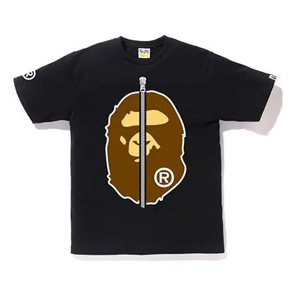 A BATHING APE Head Round Neck Short Sleeve Tee 'black - Black/brown